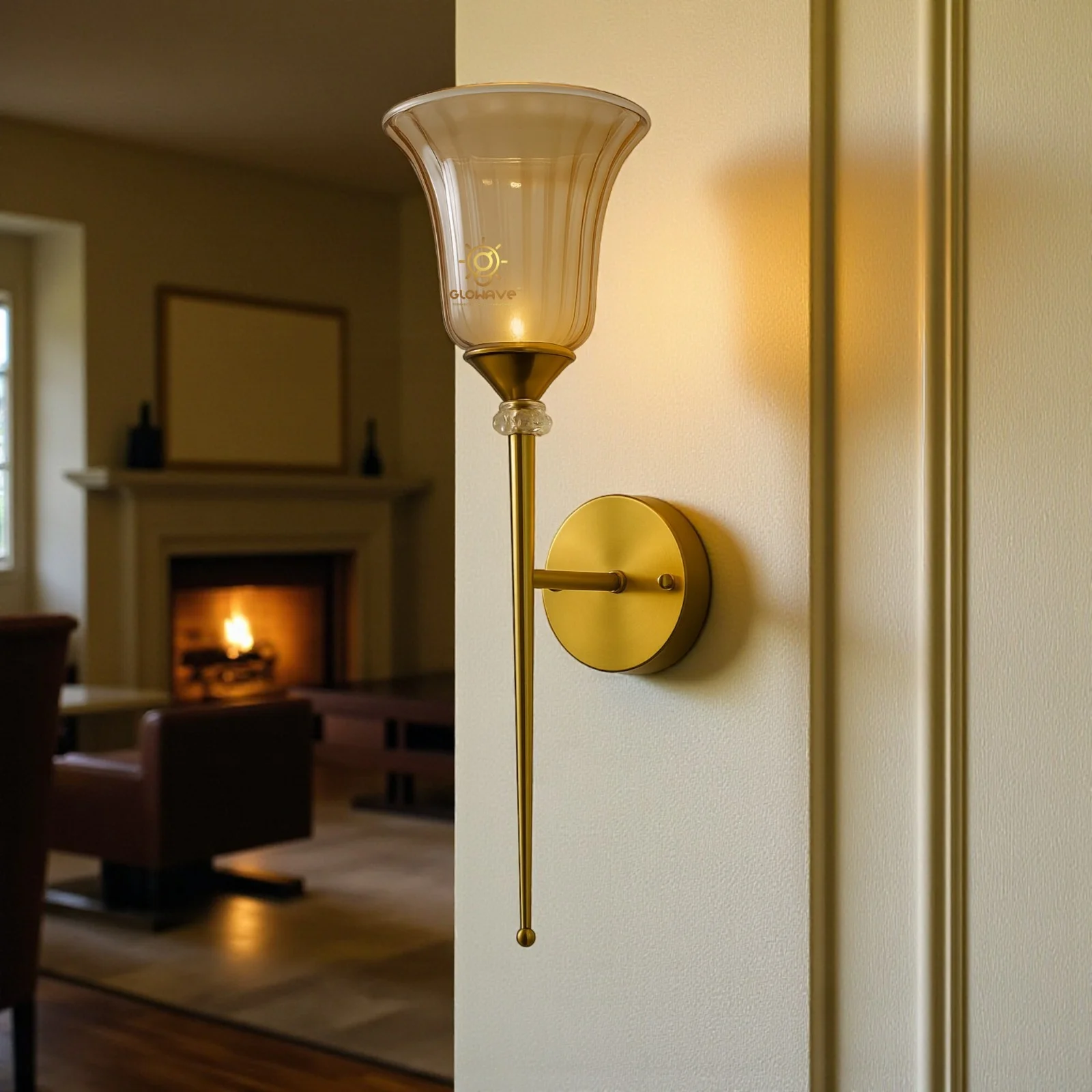 Creative Amber Glass Light Golden Wall Lamp - Warm White | Glowave